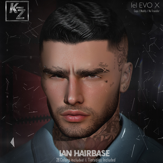 Second Life Marketplace - KARMAZZ Ian Hairbase V1 - 28 Colors - EVOX